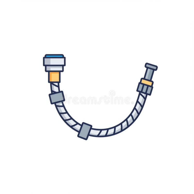 Grey Metal Flexible Hose with Blue Connector Stock Illustration ...