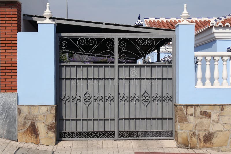 Grey metal gate stock photo. Image of front, gate, modern - 41303768