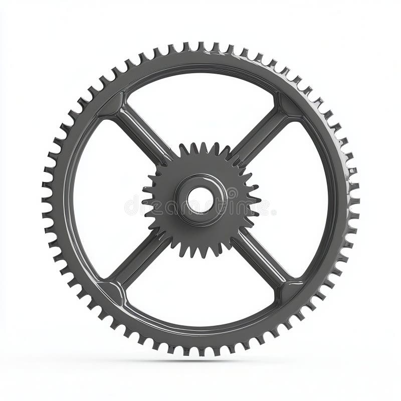 Grey Metal Gear 3D Render on White Stock Illustration - Illustration of ...