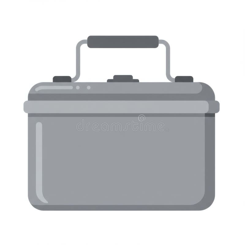 Grey Metal Rectangular Box with Handle Stock Illustration ...