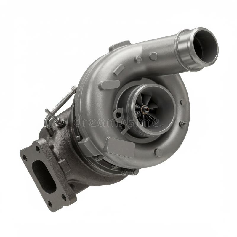 Grey Metal Turbocharger Engine Part on White Background Stock ...
