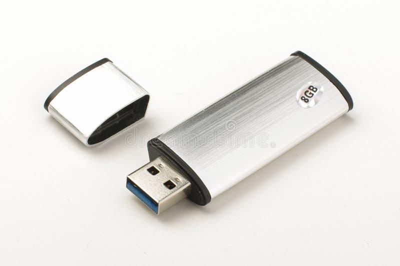 Grey Metalic Aluminum Flash Stick Isolated on the Bright Background ...