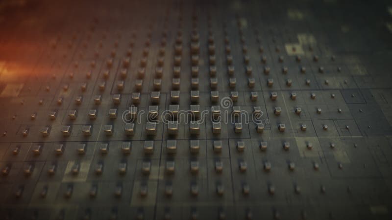 Grey Metallic Cubes on Techno Plate 3D Render Stock Illustration ...