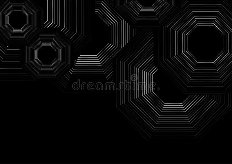 Grey Metallic Minimal Linear Octagons Abstract Futuristic Tech ...