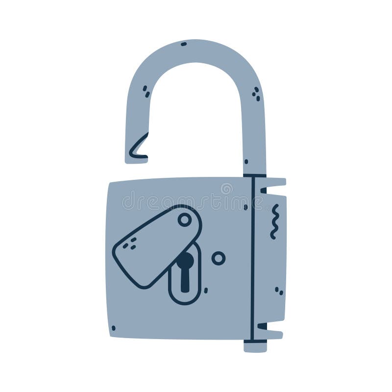 Grey Metallic Padlock As Portable Lock with Shackle Vector Illustration ...