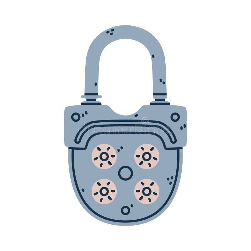 Grey Metallic Padlock As Portable Lock with Shackle Vector Illustration ...