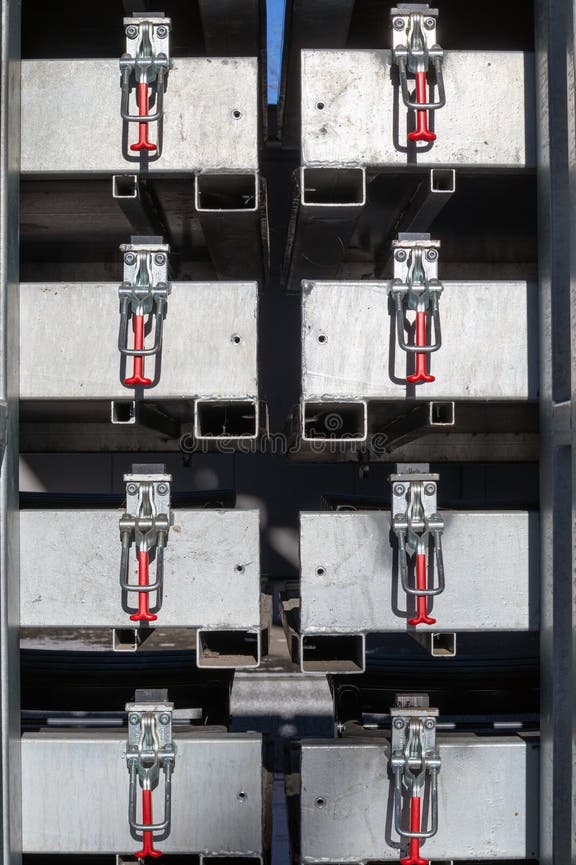 Grey Metallic Structure with Locking Latches Stock Image - Image of ...