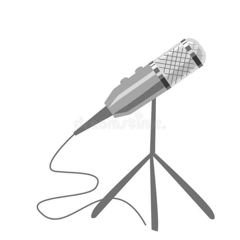 Grey Microphone on the Stand Stock Vector - Illustration of stand ...