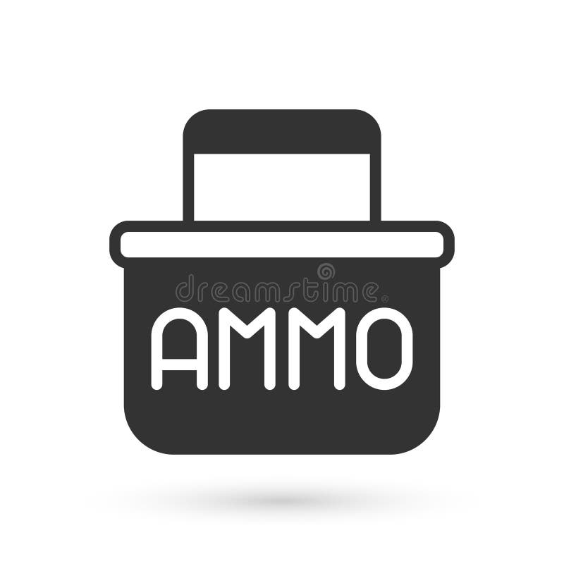 Grey Military Ammunition Box with Some Ammo Bullets Icon Isolated on ...