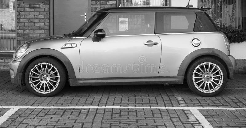 Grey Mini Car in Black and White Editorial Stock Photo - Image of great ...