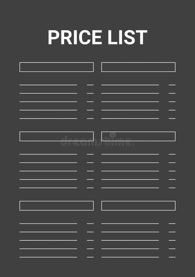 Grey Minimalist Price List Page for Notes. Price List Stock ...