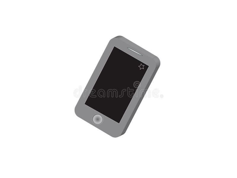 Grey Mobile Phone with Black Screen with Shiny Star. Stock Illustration ...