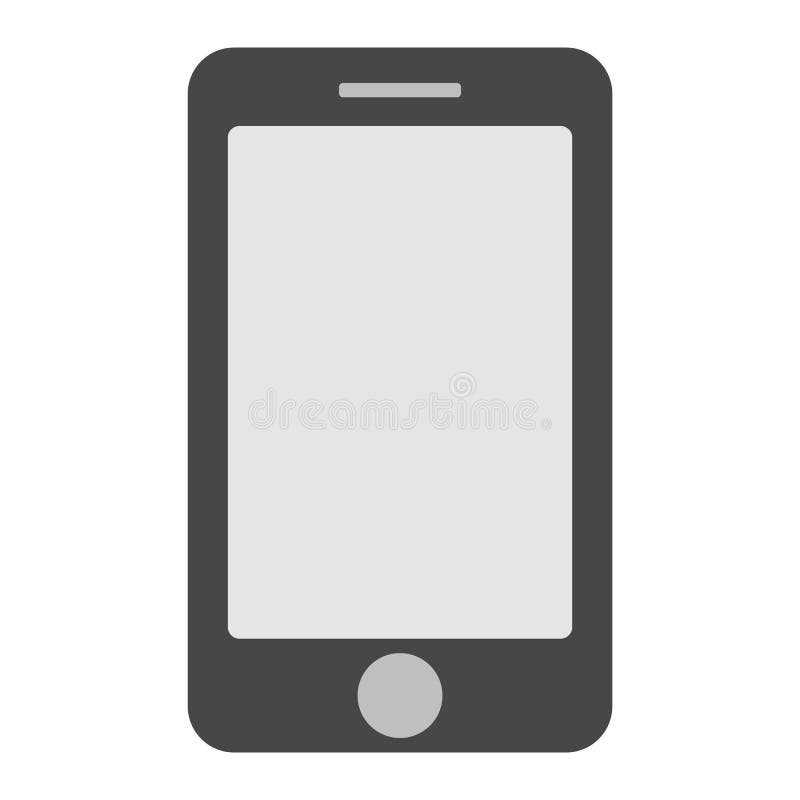 Grey Mobile Phone with Grey Screen Flat Style on White Background. Grey ...