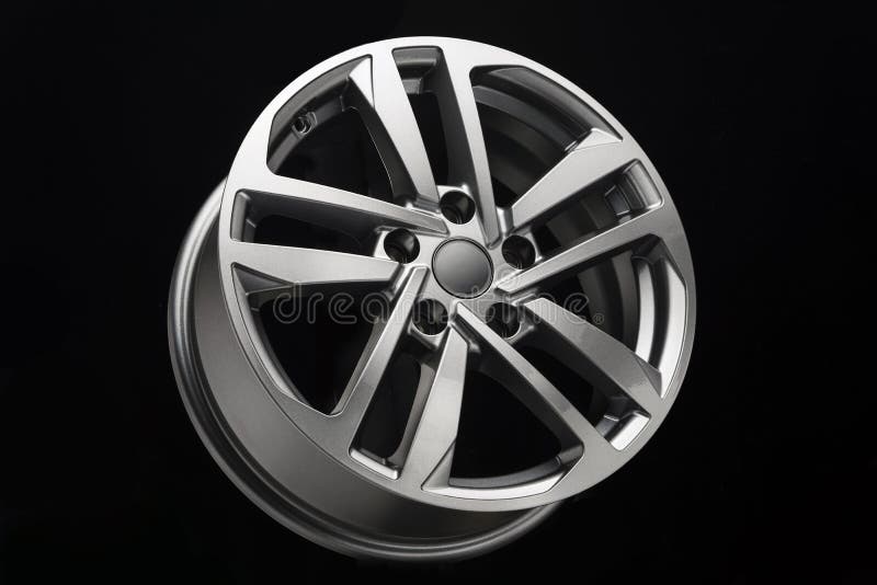 New Modern Alloy Wheel with Grey Inserts, Front View Stock Photo ...