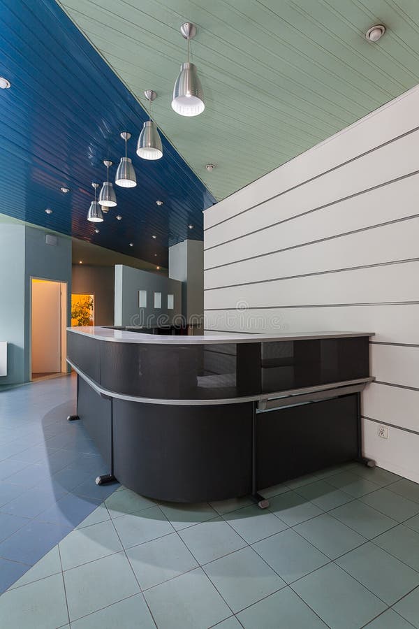 Grey modern counter stock photo. Image of hall, interior - 33496036