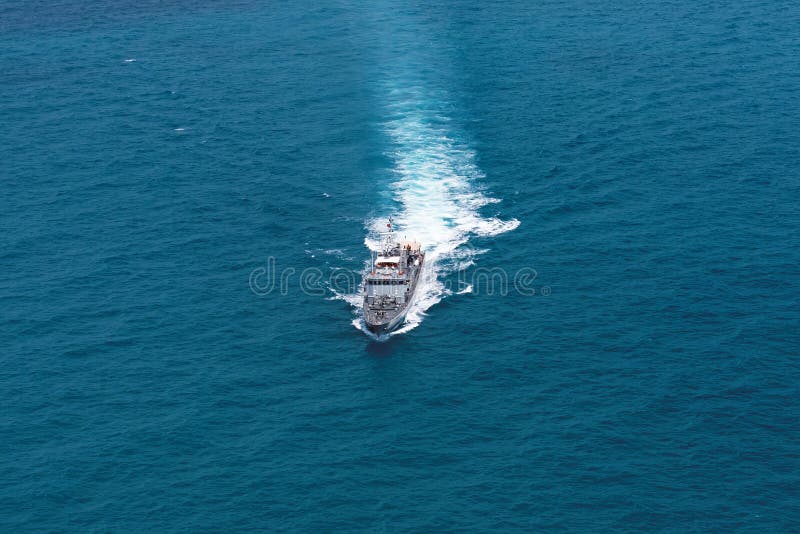 Grey Modern Warship,helicopter View. Stock Photo - Image of boat ...