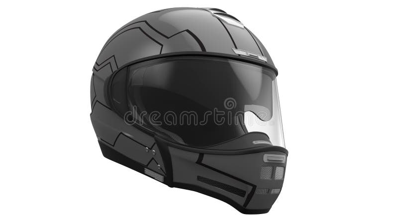 Grey Modular Helmet Views. Isolated on White. 3D Render. 3D ...