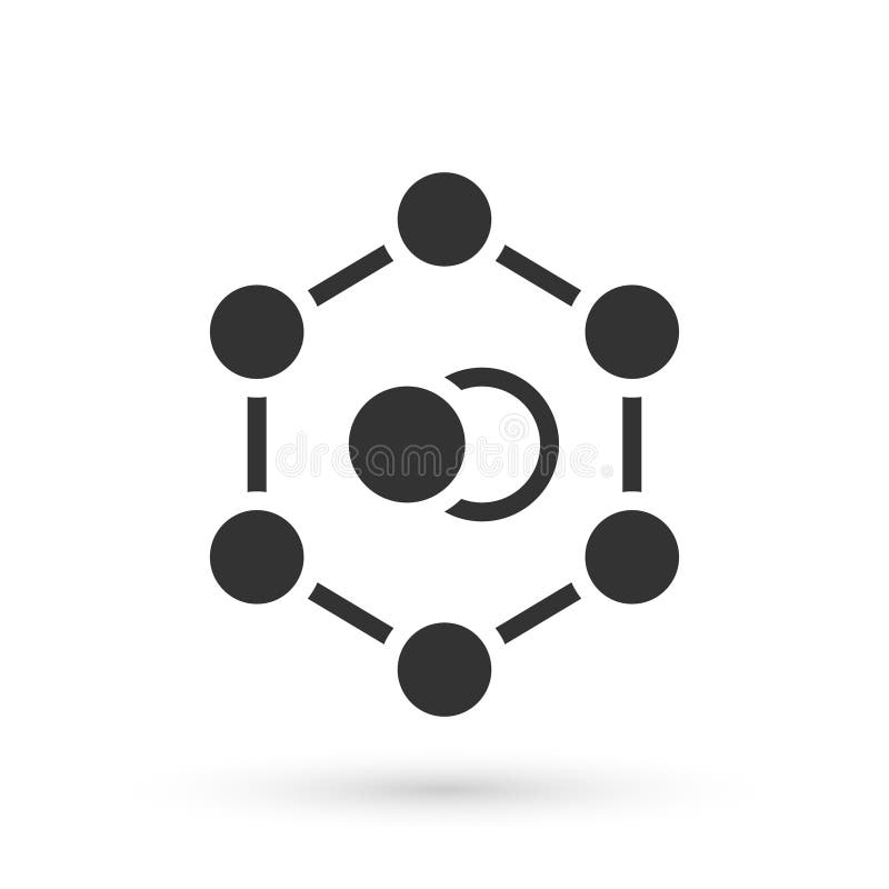 Grey Molecule Icon Isolated on Grey Background. Structure of Molecules ...