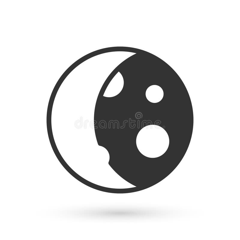 Grey Moon and Stars Icon Isolated on White Background. Cloudy Night ...