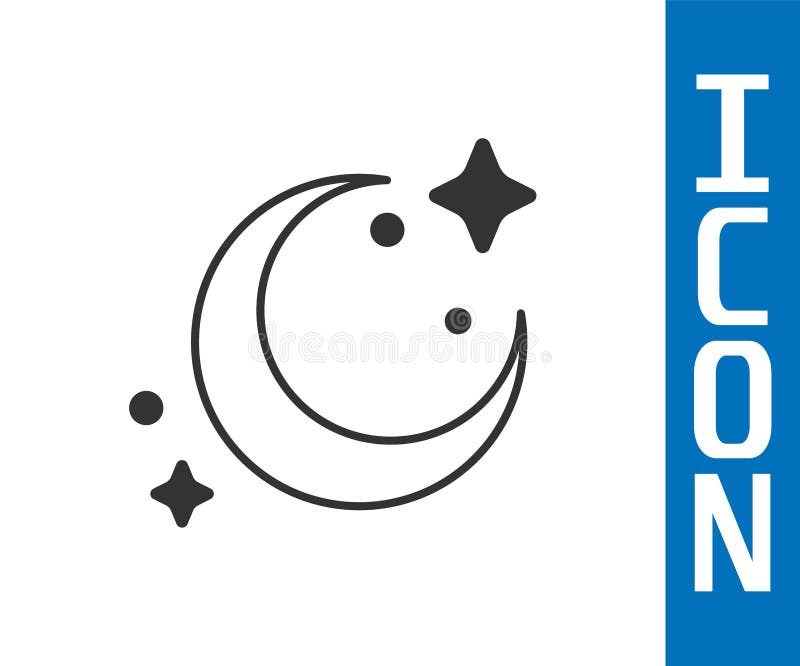 Grey Moon and Stars Icon Isolated on White Background. Cloudy Night ...