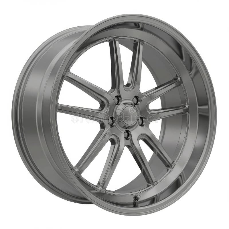 Grey Multispoke Alloy Wheel with Chrome Accents Stock Illustration ...