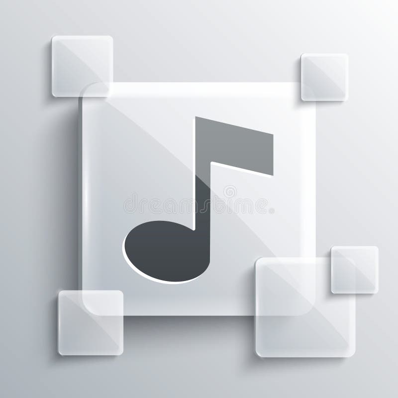 Grey Music Note, Tone Icon Isolated on Grey Background. Square Glass ...
