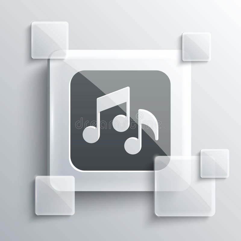 Grey Music Note, Tone Icon Isolated on Grey Background. Square Glass ...