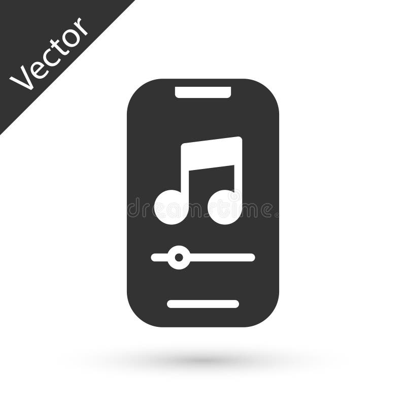 Grey Music Note, Tone Icon Isolated on Grey Background. Square Glass ...