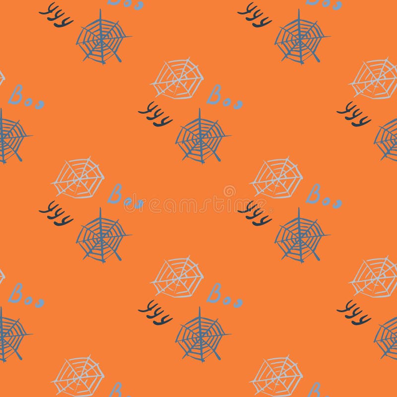 Grey and Navy Blue Tones Spider Web Silhouettes Seamless Pattern ...