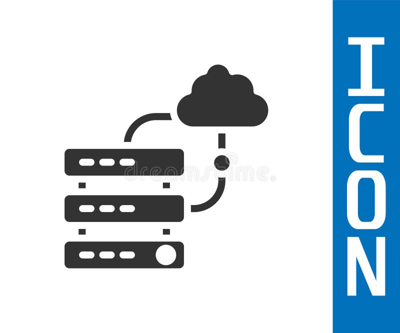 Grey Network Cloud Connection Icon Isolated on White Background. Social ...