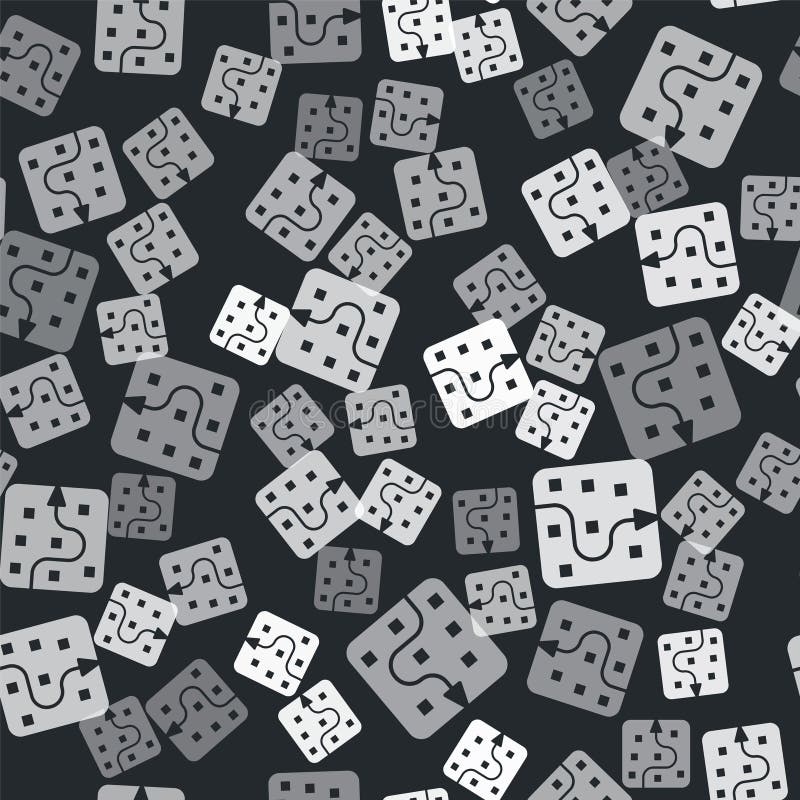 Grey Neural Network Icon Isolated Seamless Pattern on Black Background ...