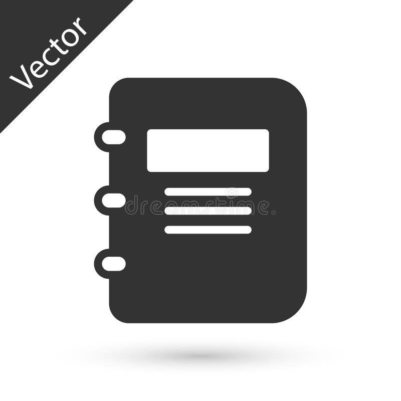 Grey Notebook Icon Isolated on White Background. Spiral Notepad Icon ...