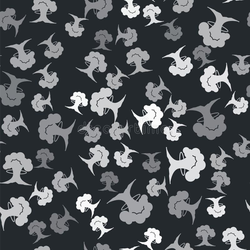Grey Nuclear Explosion Icon Isolated Seamless Pattern on Black ...