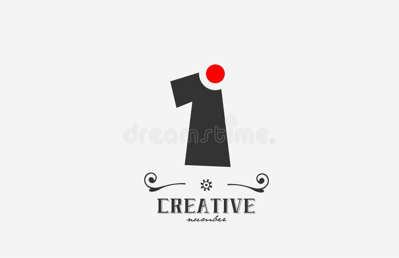 Grey 1 Number Logo Icon Design with Red Dot. Creative Template for Company and Business Stock ...