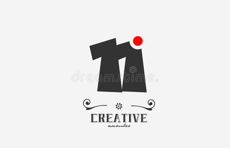 Grey 11 Number Logo Icon Design with Red Dot. Creative Template for ...