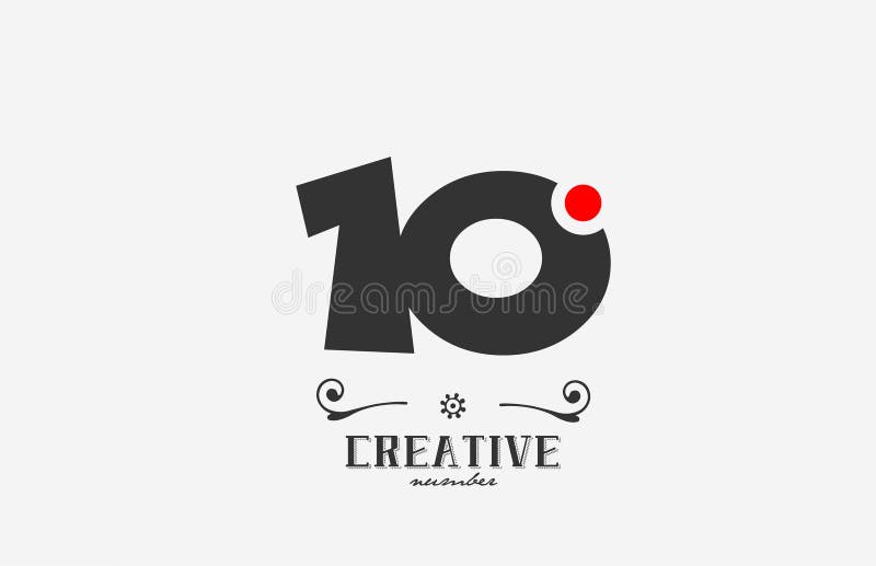 Grey 10 Number Logo Icon Design with Red Dot. Creative Template for ...