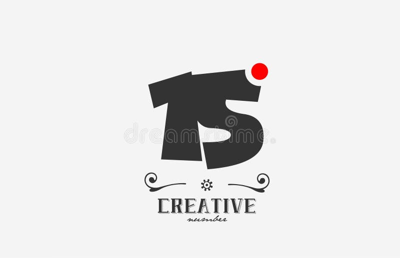 Grey 15 Number Logo Icon Design with Red Dot. Creative Template for ...