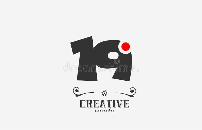 Grey 19 Number Logo Icon Design with Red Dot. Creative Template for ...