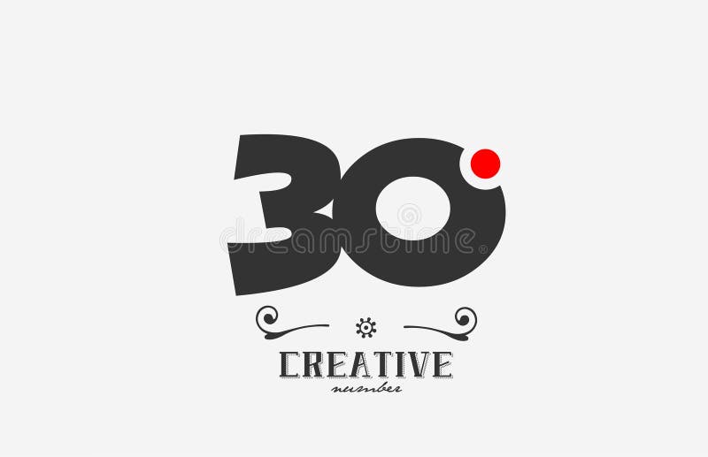Grey 30 Number Logo Icon Design with Red Dot. Creative Template for ...