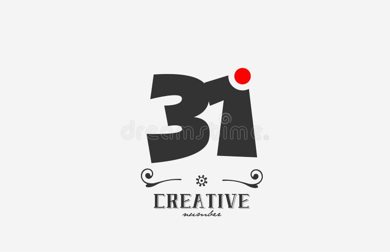 Grey 31 Number Logo Icon Design with Red Dot. Creative Template for ...