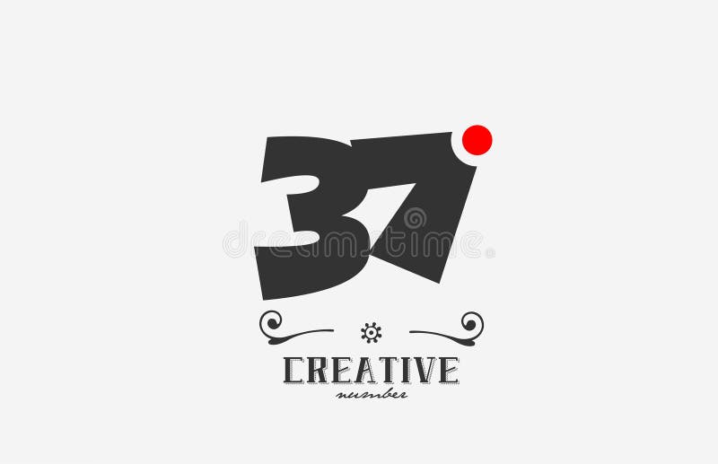 Grey 37 Number Logo Icon Design with Red Dot. Creative Template for ...