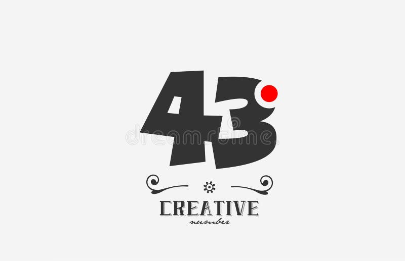 Grey 43 Number Logo Icon Design with Red Dot. Creative Template for ...