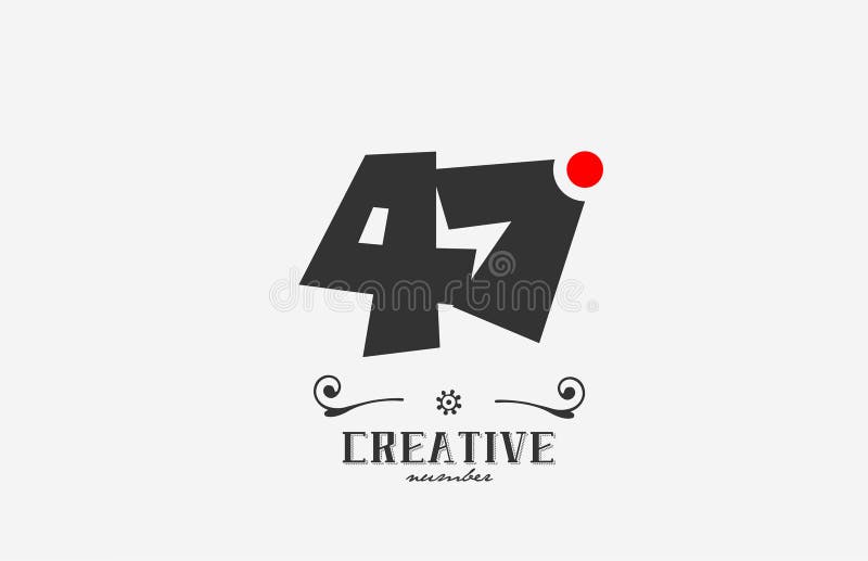 Grey 47 Number Logo Icon Design with Red Dot. Creative Template for ...