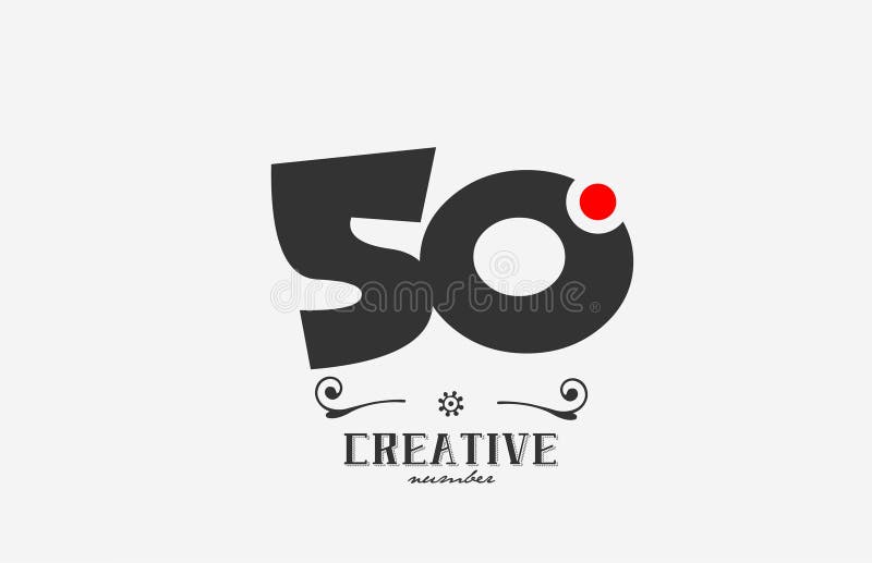 Grey 50 Number Logo Icon Design with Red Dot. Creative Template for ...