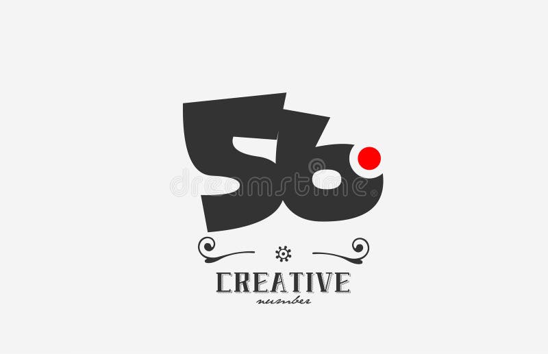 Grey 56 Number Logo Icon Design with Red Dot. Creative Template for ...