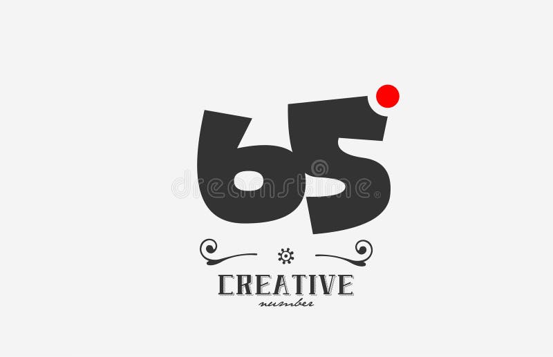 Grey 65 Number Logo Icon Design with Red Dot. Creative Template for ...