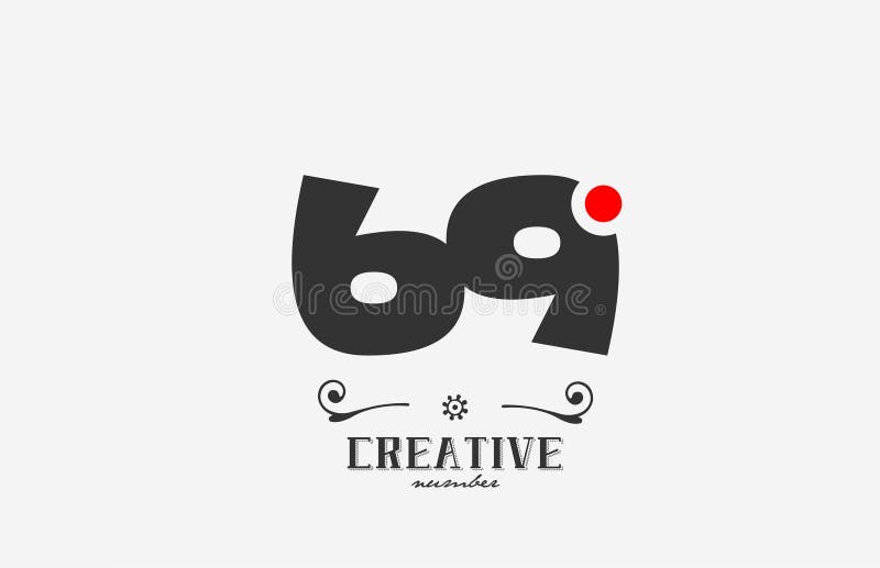 Grey 69 Number Logo Icon Design with Red Dot. Creative Template for ...