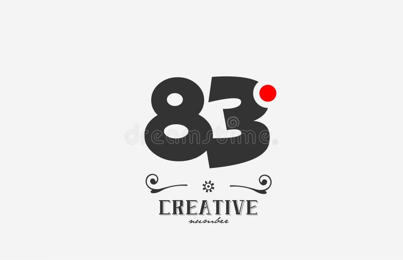 Grey 83 Number Logo Icon Design with Red Dot. Creative Template for ...