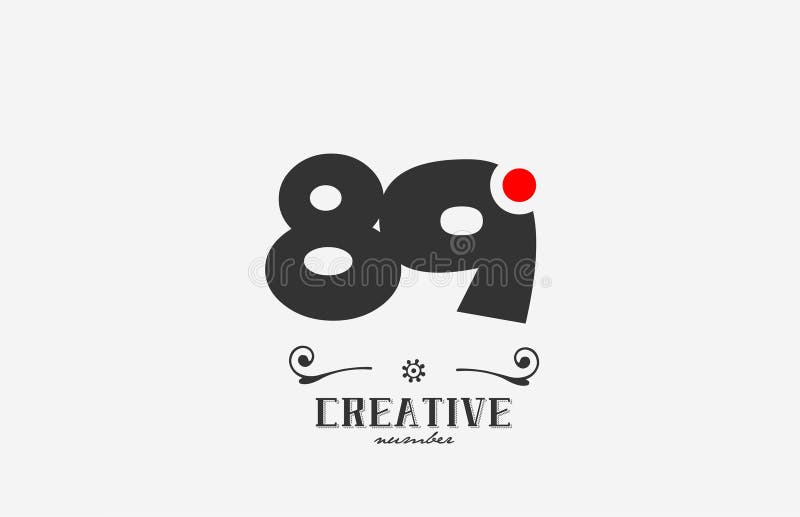 Grey 89 Number Logo Icon Design with Red Dot. Creative Template for ...