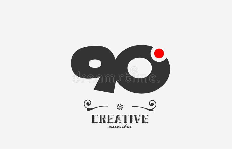 Grey 90 Number Logo Icon Design with Red Dot. Creative Template for ...